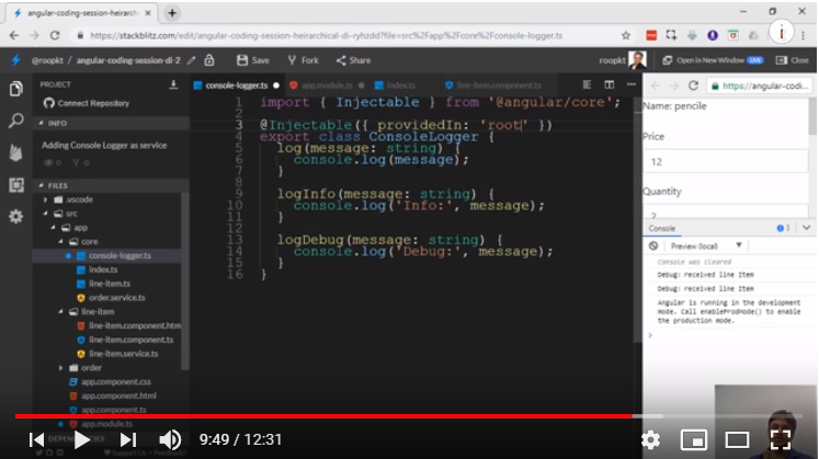 Angular Dependency Injection Project coding – Console Logger - Rupesh Tiwari - Founder of ...