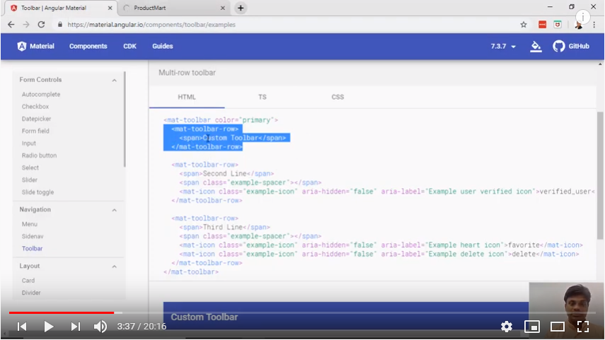 Integrating Toolbar Component from Angular CLI - Demo - Rupesh Tiwari - Founder of Fullstack Master