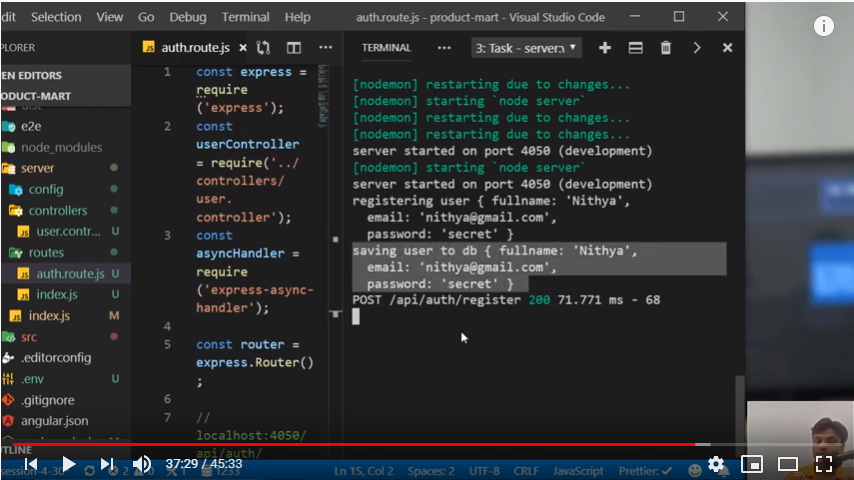Creating Endpoint For Authentication in Express - Demo - Rupesh Tiwari - Founder of Fullstack Master